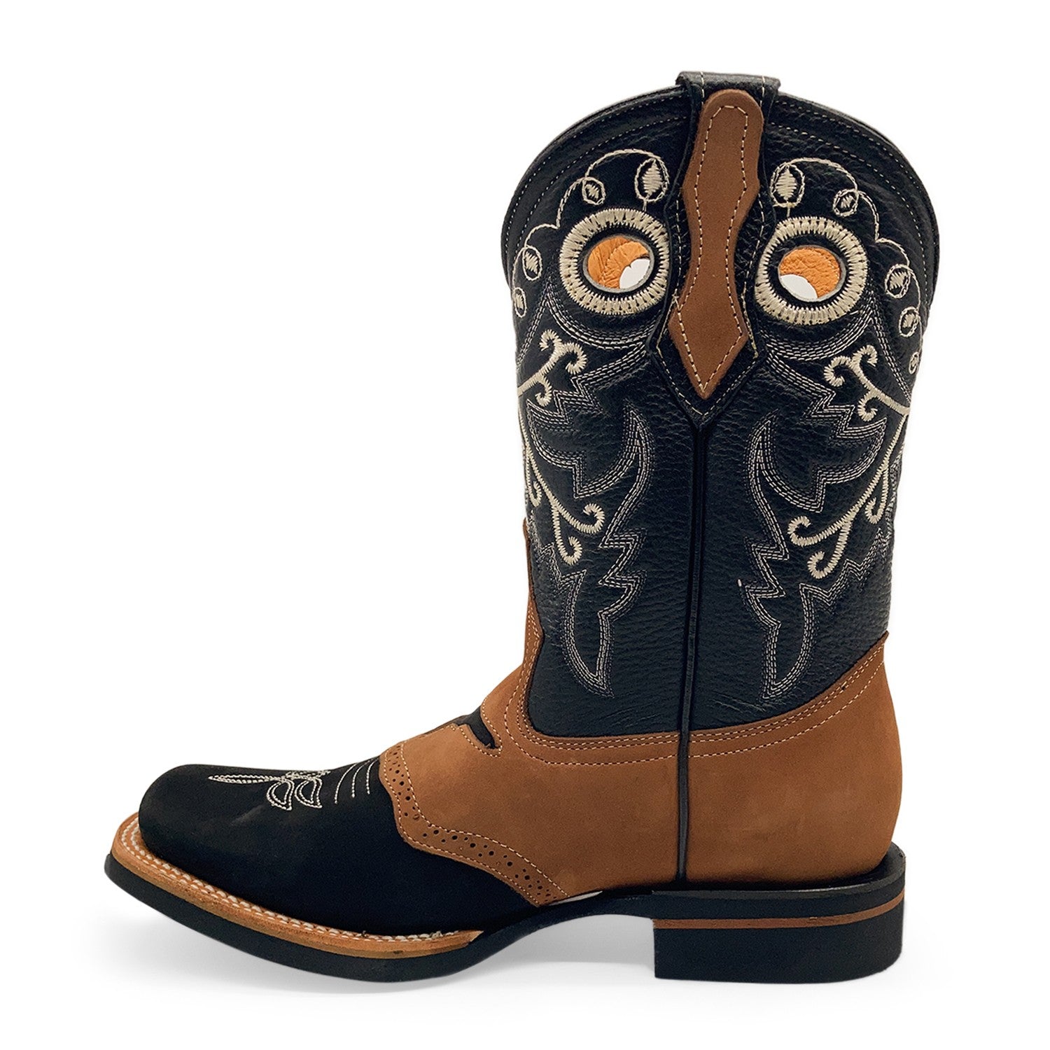 Men's Leather Midcalf Western Boot Square Toe Black Brown – The Western ...