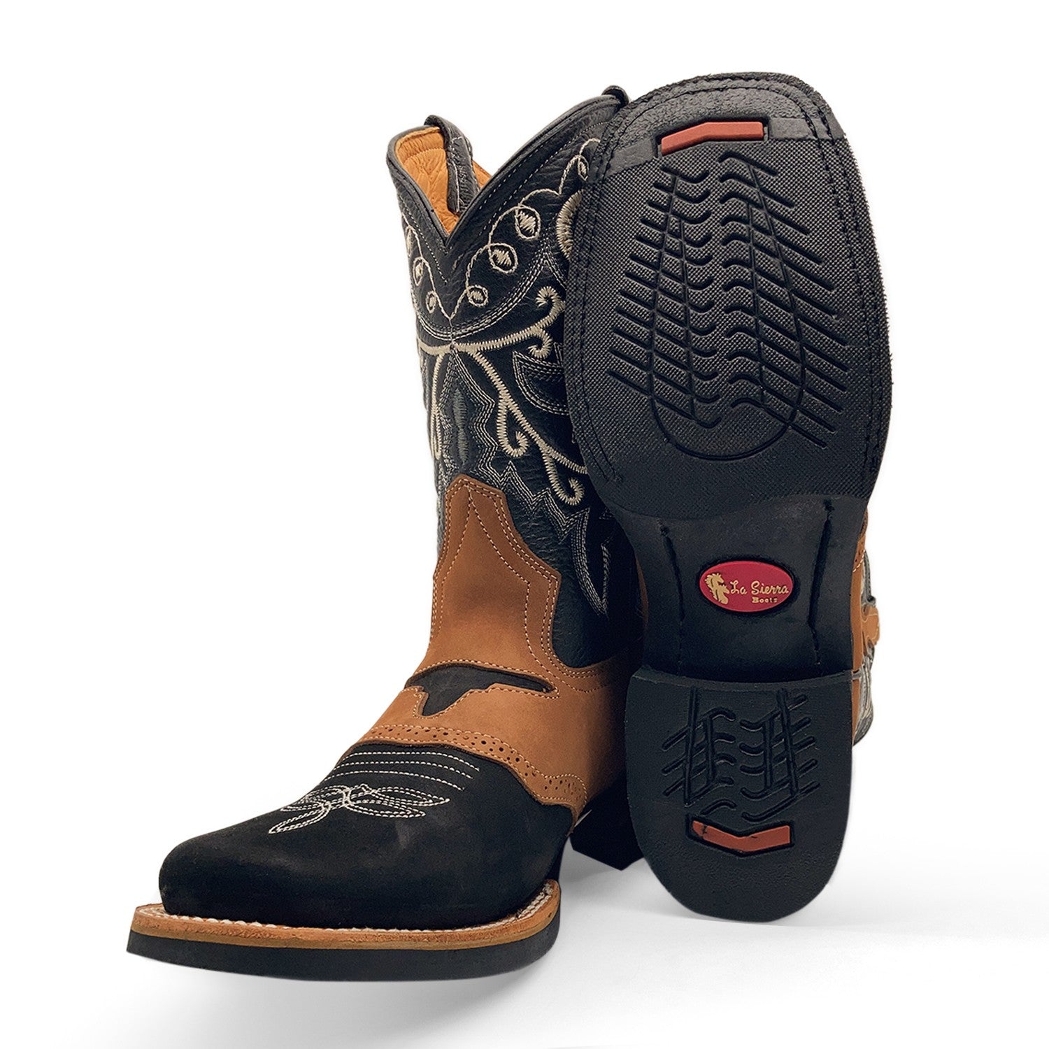 Men's Leather Midcalf Western Boot Square Toe Black Brown – The Western ...